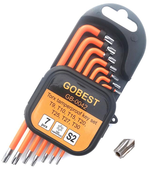 GOBEST short torx tamperproof security allen key set T9-T30 S2 steel ...