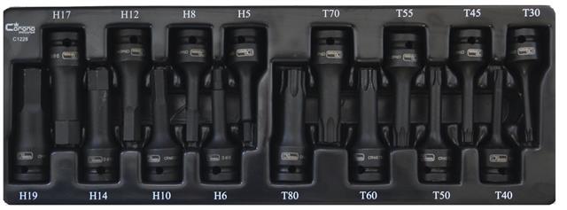 Impact socket bits 1/2" star bit socket set hex torx 16 pcs CrMo ...